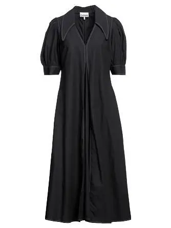 GANNI Midi Dress In Organic Cotton - Black