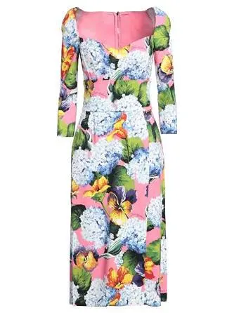 Dolce & Gabbana Floral-print Midi Dress - Pink