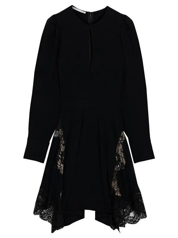Stella McCartney Celeste Lace-paneled Crepe Dress - Black