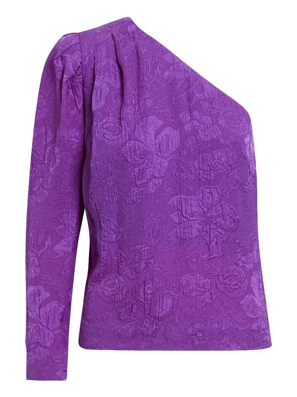 Stella McCartney One-sleeve Silk-cloqué Top - Purple