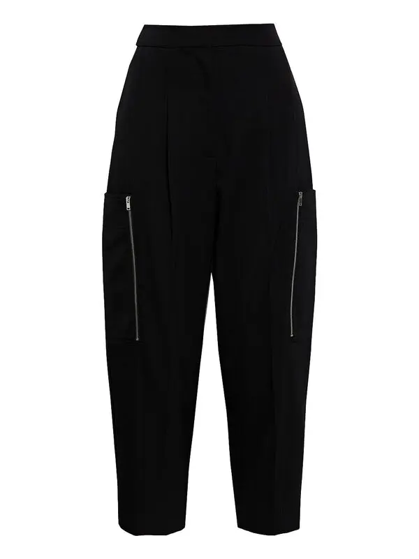 Stella McCartney Cropped Zip-detailed Tapered Pants - Black