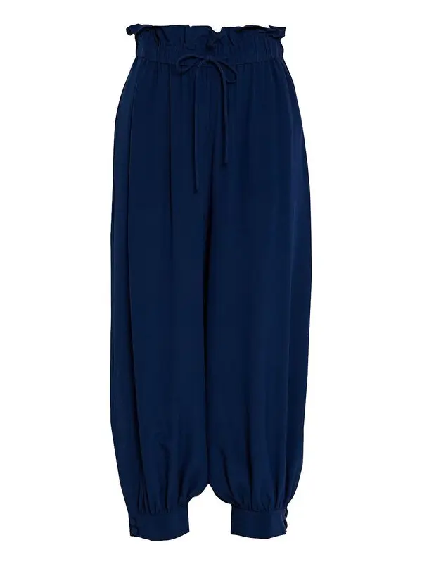 Stella McCartney Lauryn Silk-crepe Tapered Pants - Navy