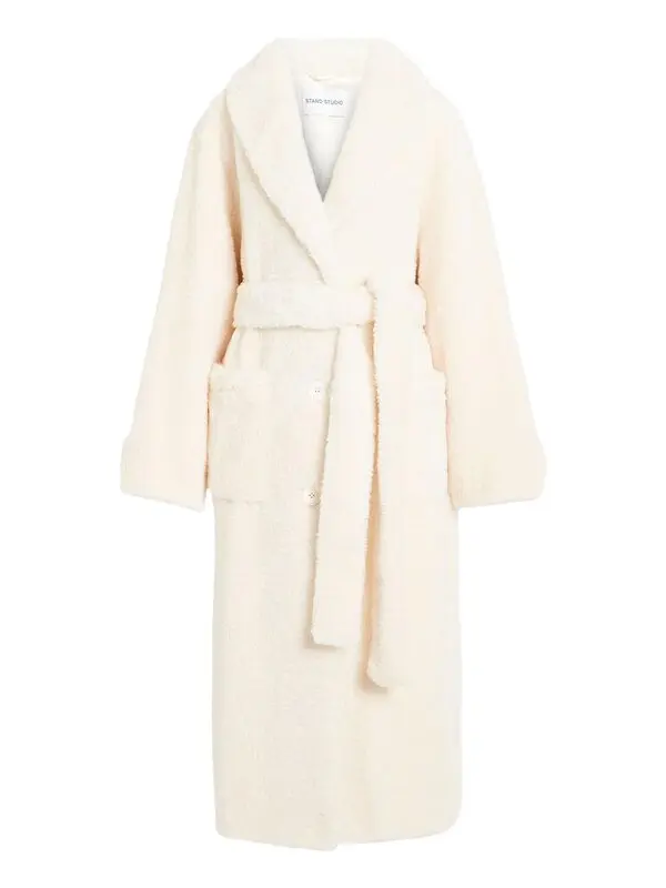 STAND STUDIO Tinley Belted Coat - Ecru