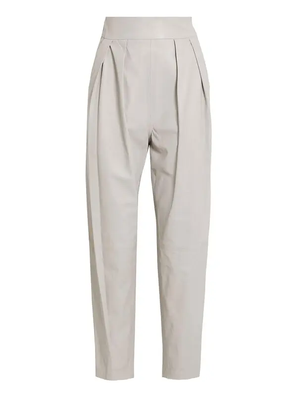 IRO PARIS Bisho Pleated Tapered Leather Pants - Stone