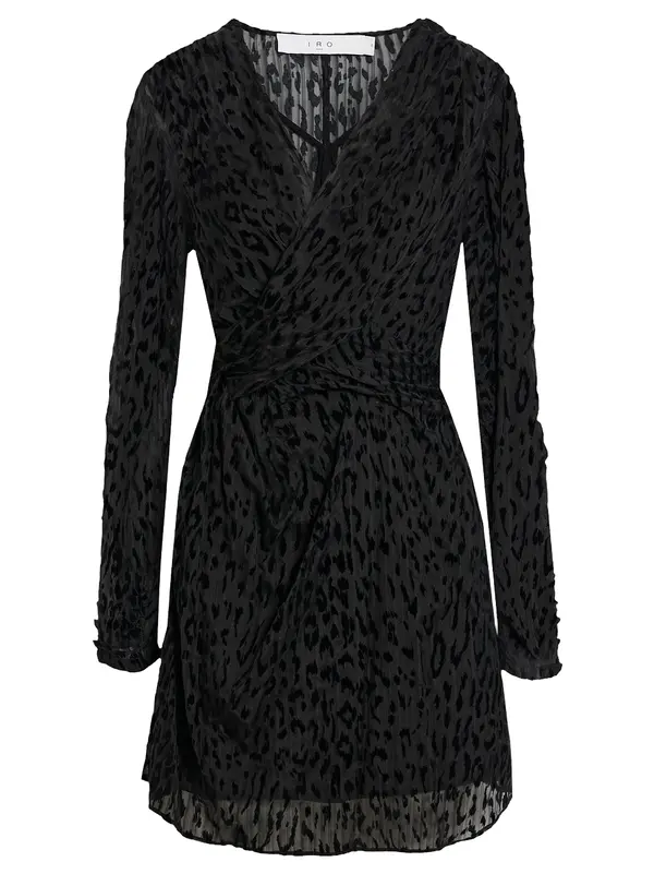 IRO PARIS Layana Wrap-effect Devoré Mini Dress - Black