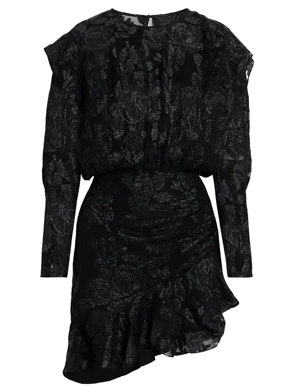 IRO PARIS Murai Ruffled Metallic Fil Coupé Mini Dress - Black