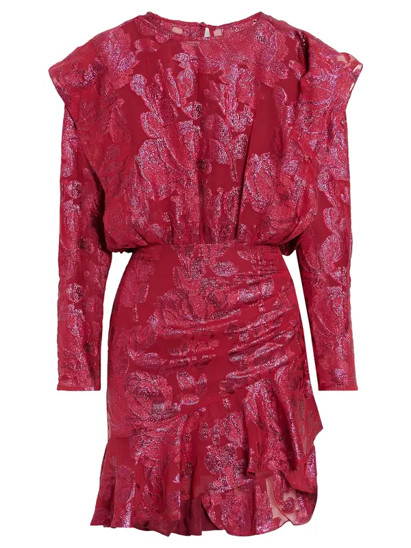 IRO PARIS Murai Ruffled Metallic Fil Coupé Mini Dress - Fuchsia