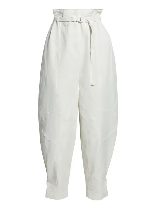 Stella McCartney Daisy Belted Twill Tapered Pants - Ivory