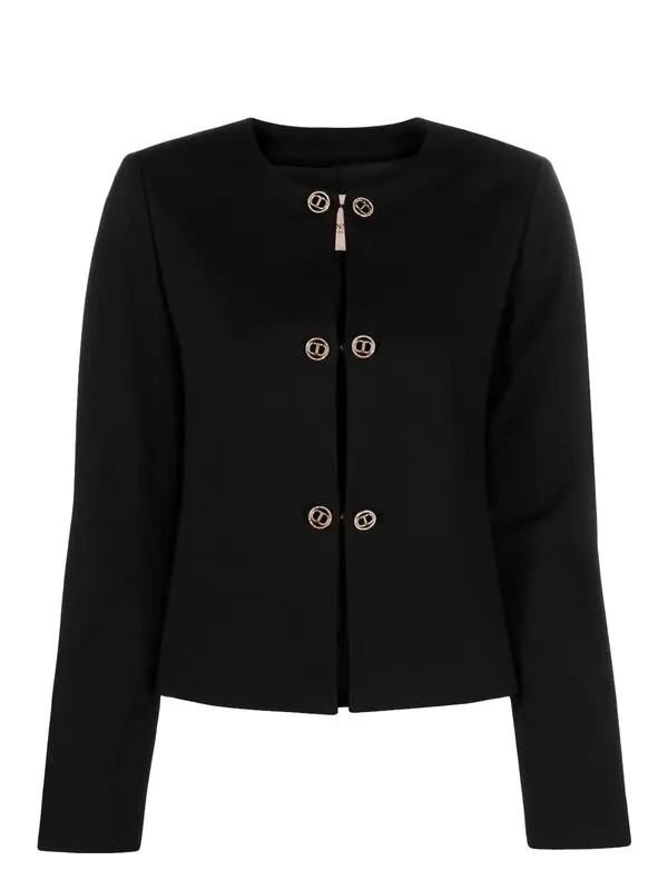 TWINSET Cropped Blazer With Logo Buttons - Black