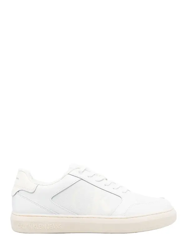 Calvin Klein Logo-print Leather Sneakers - White