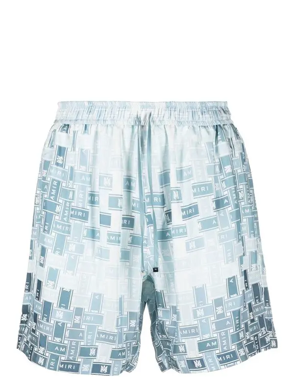 Amiri Printed Silk Shorts - Blue