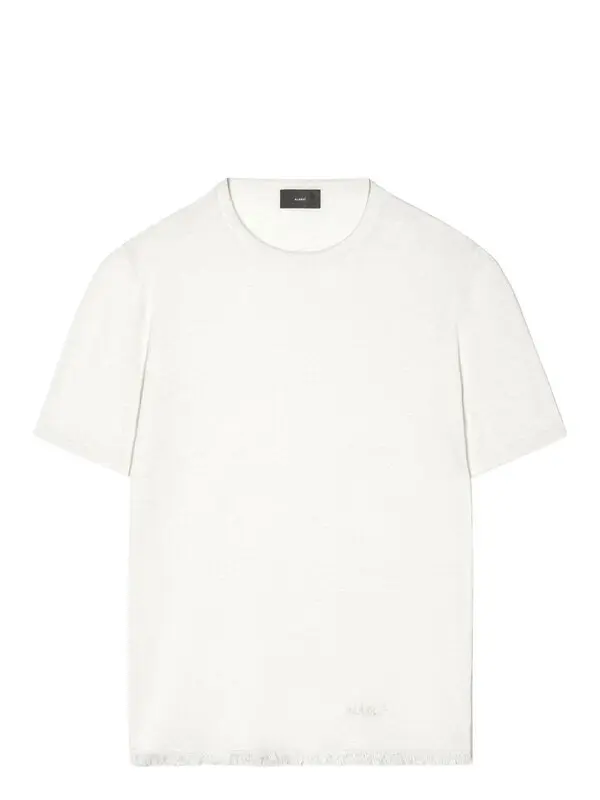 Alanui Frayed-trim Linen T-shirt - Neutrals