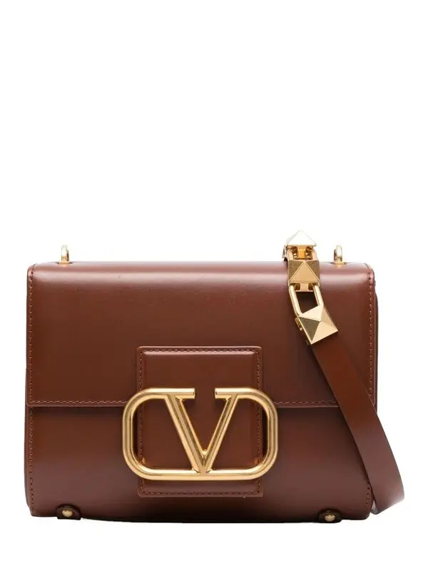 Valentino Garavani Stud Sign Leather Shoulder Bag - Brown
