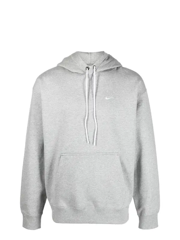Nike Embroidered Logo Cotton Hoodie - Grey