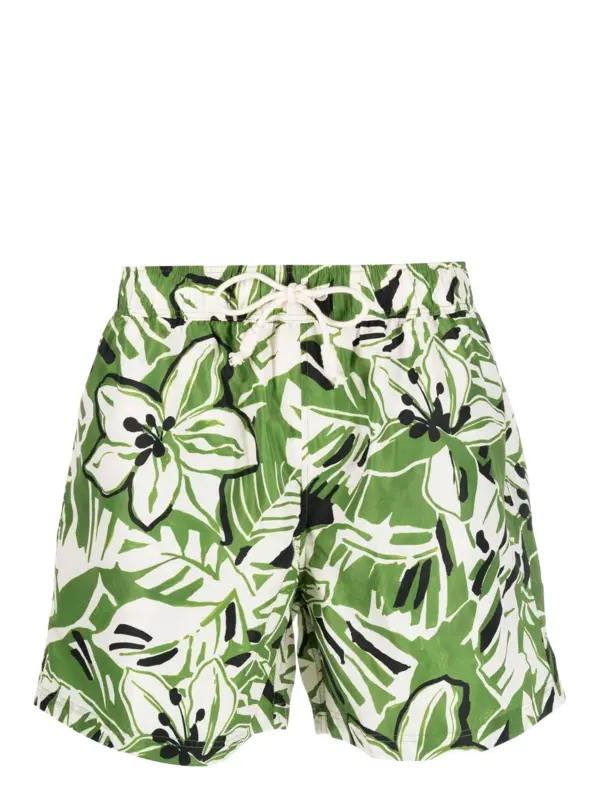 Palm Angels Floral-print Drawstring Swim Shorts - Green