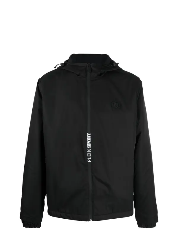 PLEIN SPORT Zip-up Hooded Jacket - Black