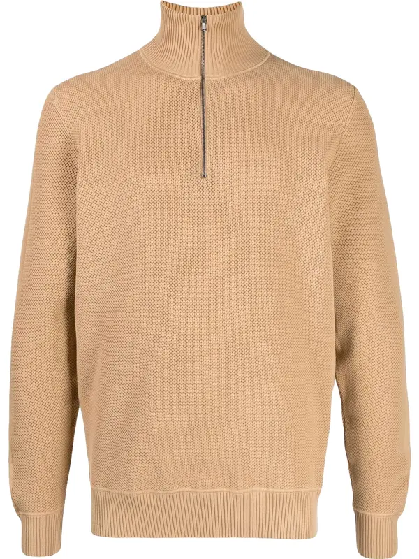 Pringle Of Scotland Half-zip Cotton Jumper - Brown