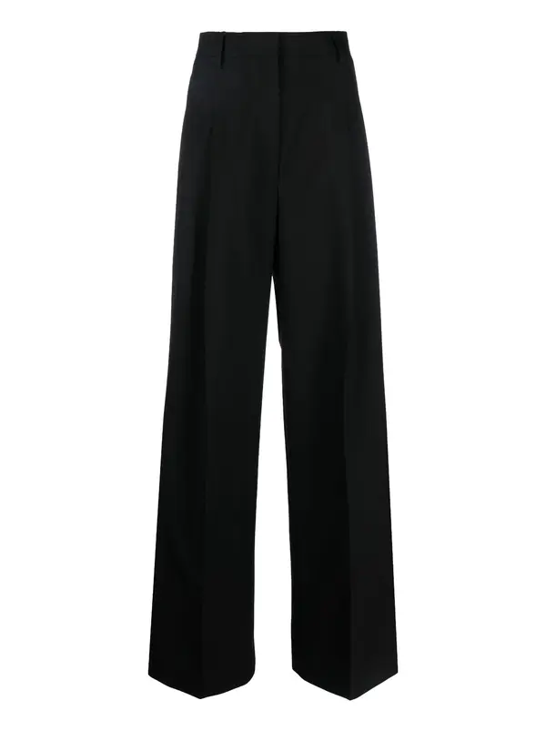 Burberry Pleated Wool Trousers - Black