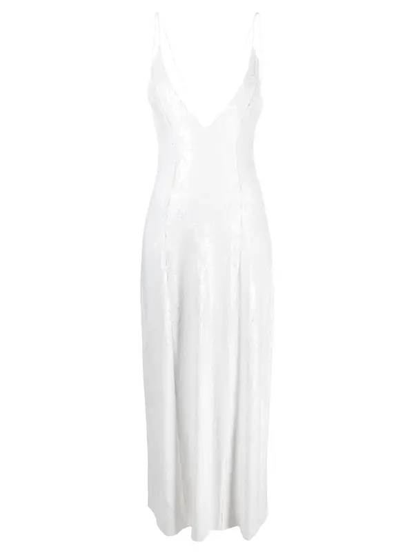Khaite Carina Sequin Silk Dress - White