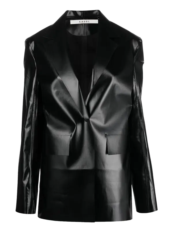 KASSL EDITIONS High-shine Single-breasted Blazer - Black