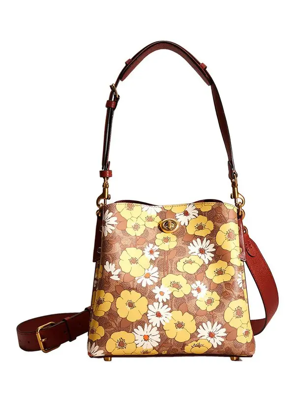 COACH Willow Bucket Bag In Signature Canvas With Floral Print - Brass/tan Rust Multi