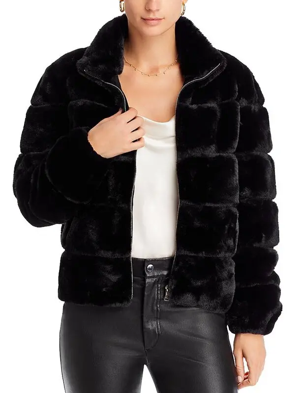 Love Token Faux Fur Zip Jacket - Black