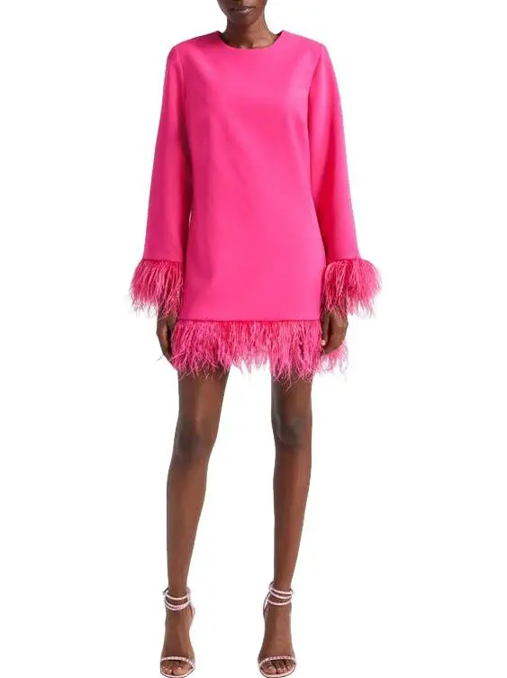Likely Marullo Feather Trim Dress - Fuschia