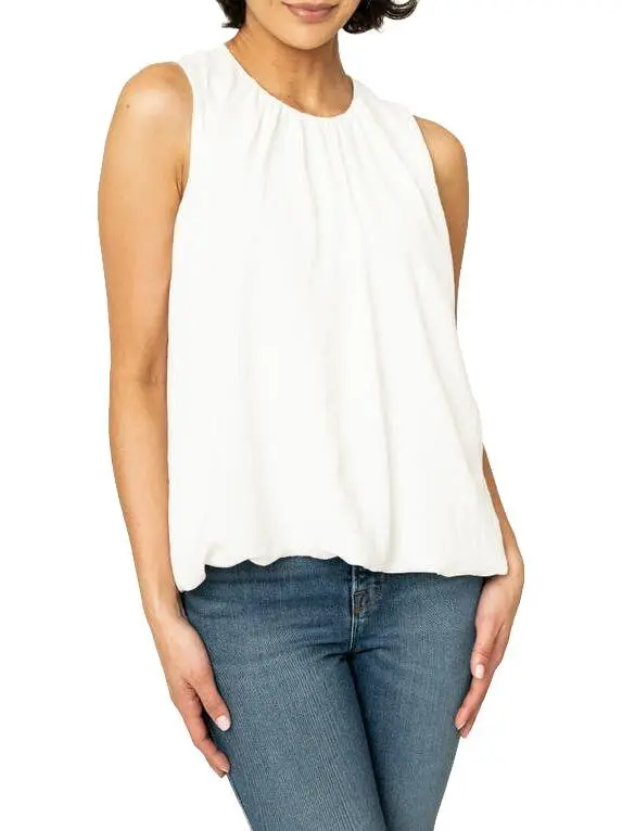 GIBSONLOOK Sleeveless Bubble Hem Top - White