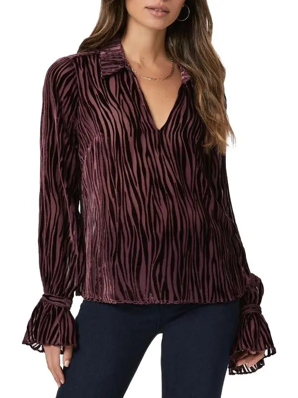 Paige Benet Velvet Devore Top - Aubergine
