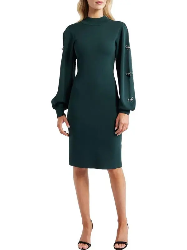 Eliza J Long Sleeve Sweater Dress - Hunter