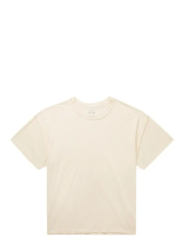 LES TIEN Inside Out Garment-dyed Combed Cotton-jersey T-shirt - Neutrals