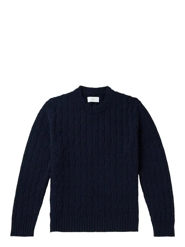 Mr P. Cable-knit Wool Crewneck Sweater - Blue