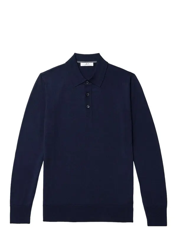 Mr P. Merino Wool Polo Shirt - Blue