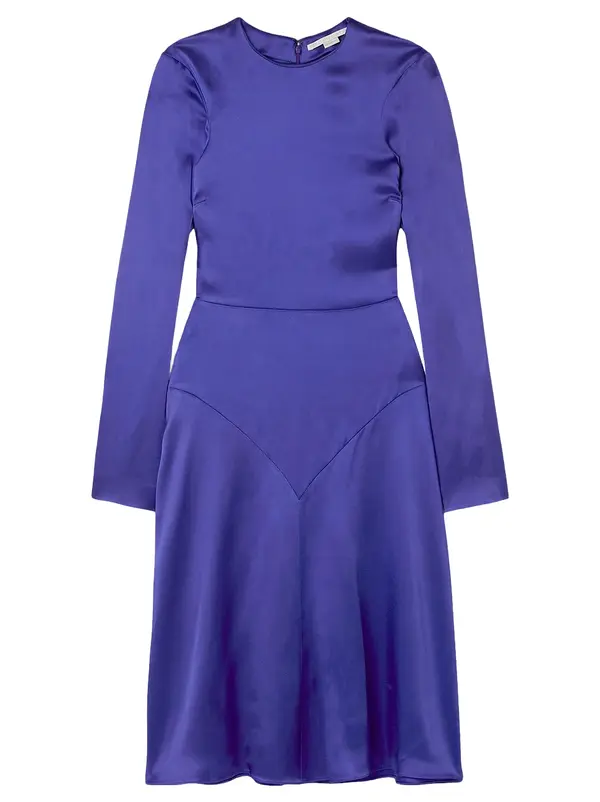 Stella McCartney Satin Flared Hem Dress - Purple