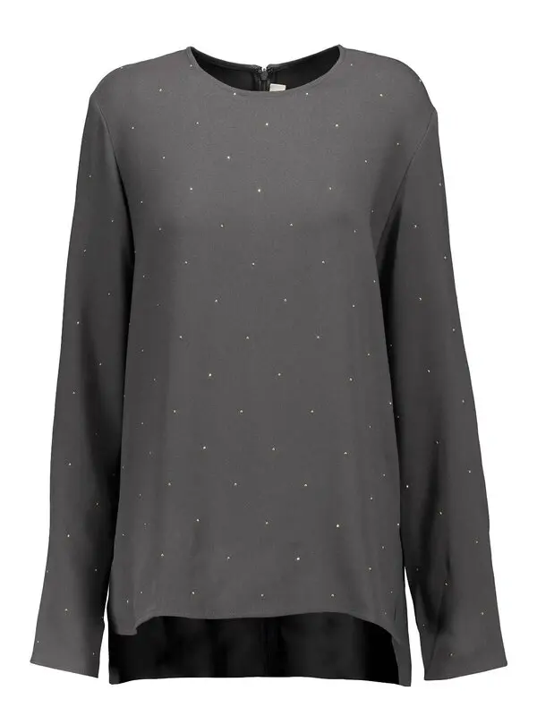 Stella McCartney Crystalembellished Crepe De Chine Top - Anthracite