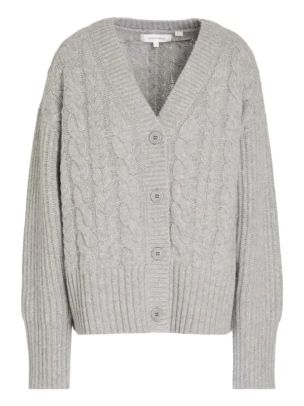 Chinti & Parker Aran Cable-knit Wool Cardigan - Light Gray