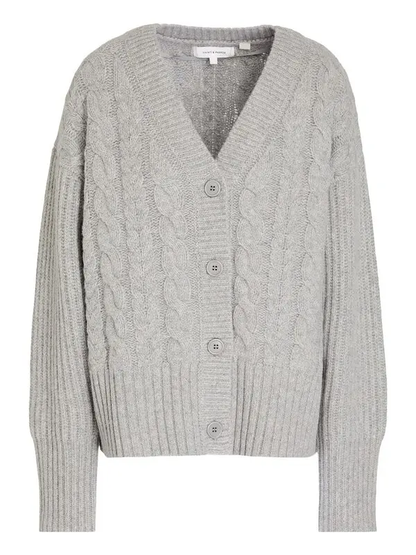 Chinti & Parker Aran Cable-knit Wool Cardigan - Light Gray