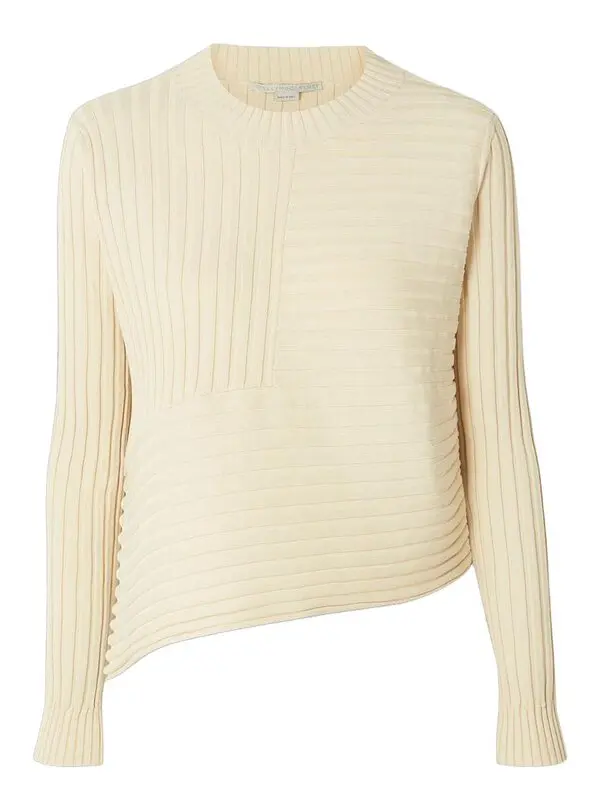 Stella McCartney Asymmetric Ribbed Cotton Sweater - Cream
