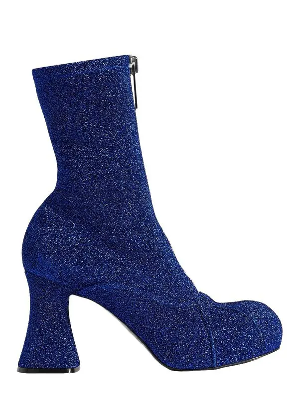 Stella McCartney Groove Metallic Stretch-knit Ankle Boots - Bright Blue