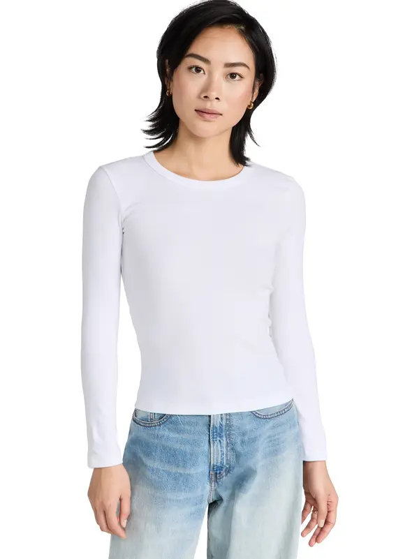 LESET Kelly Slim Fit Long Sleeve Top - White