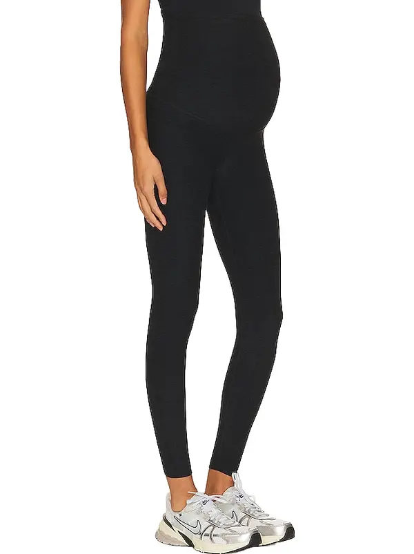 Beyond Yoga Spacedye Love The Bump Maternity Midi Legging In Black - Darkest Night