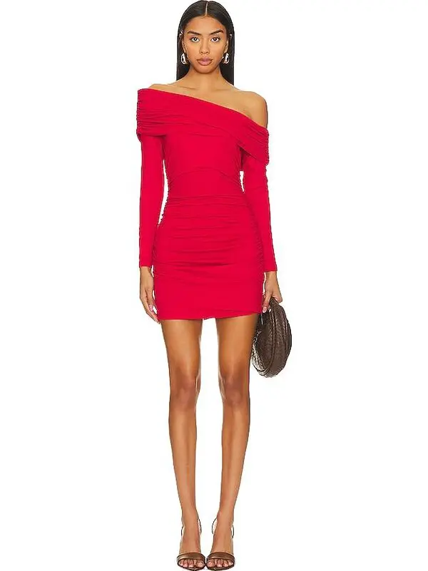 Susana Monaco Gathered Off-the-shoulder Dress - Perfect Red