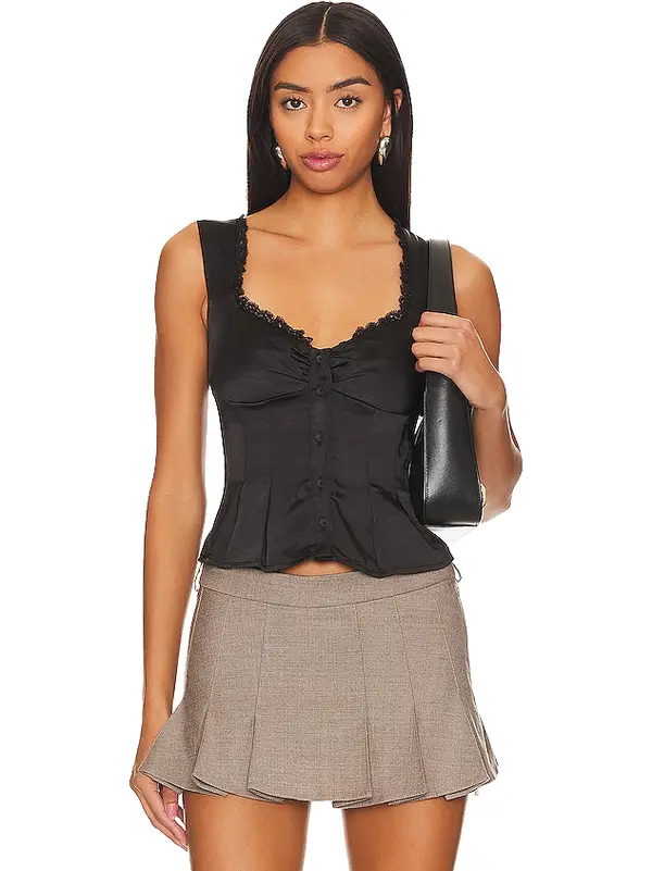 MORE TO COME Mina Bustier Top - Black