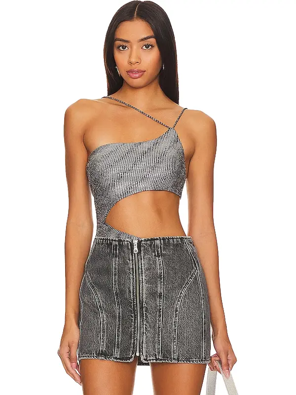 Superdown Tahlia Cut Out Bodysuit - Silver