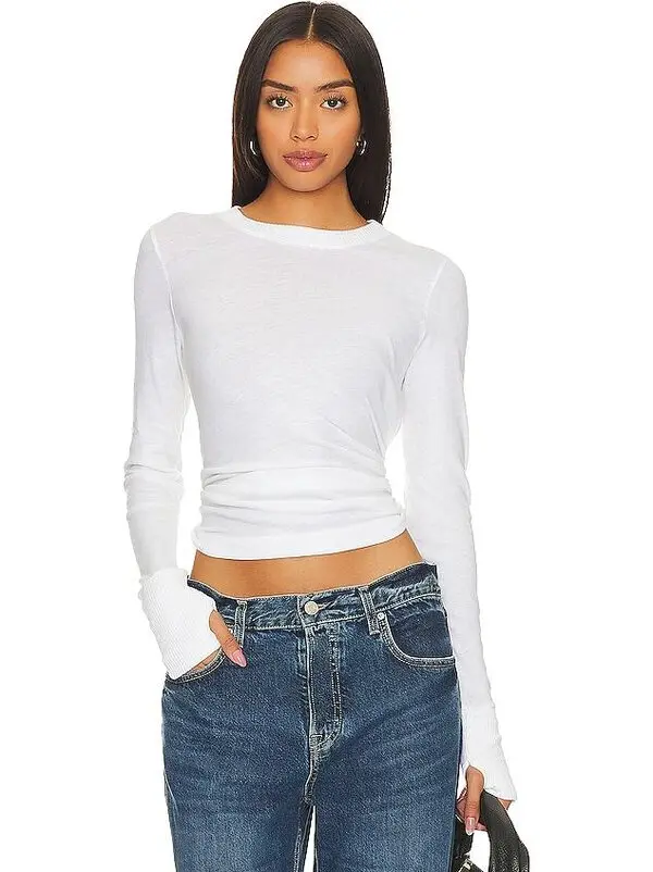 Enza Costa Cashmere Easy Cuffed Crew - White