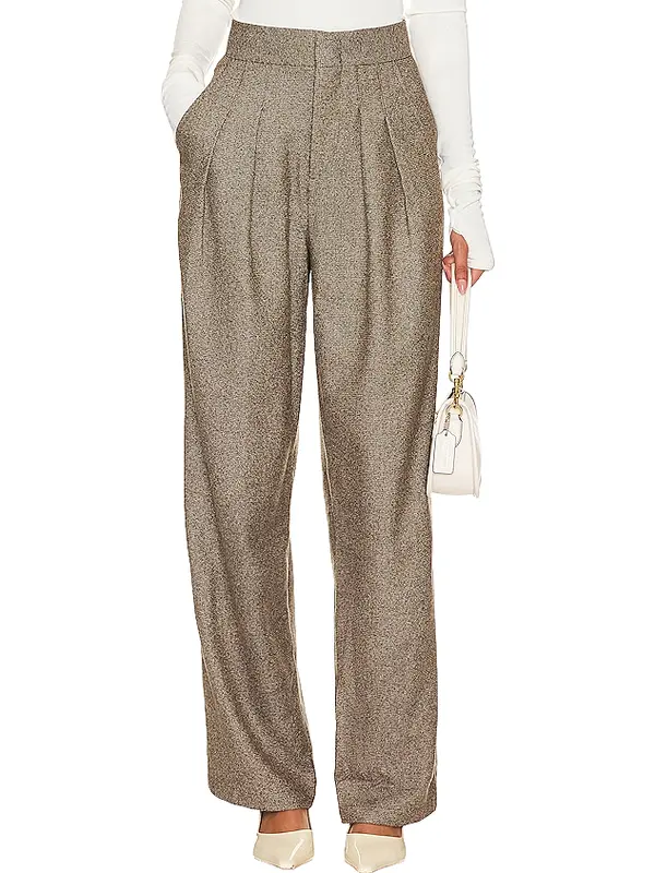 Rue Sophie Wick Double Pleat Trouser - Brown
