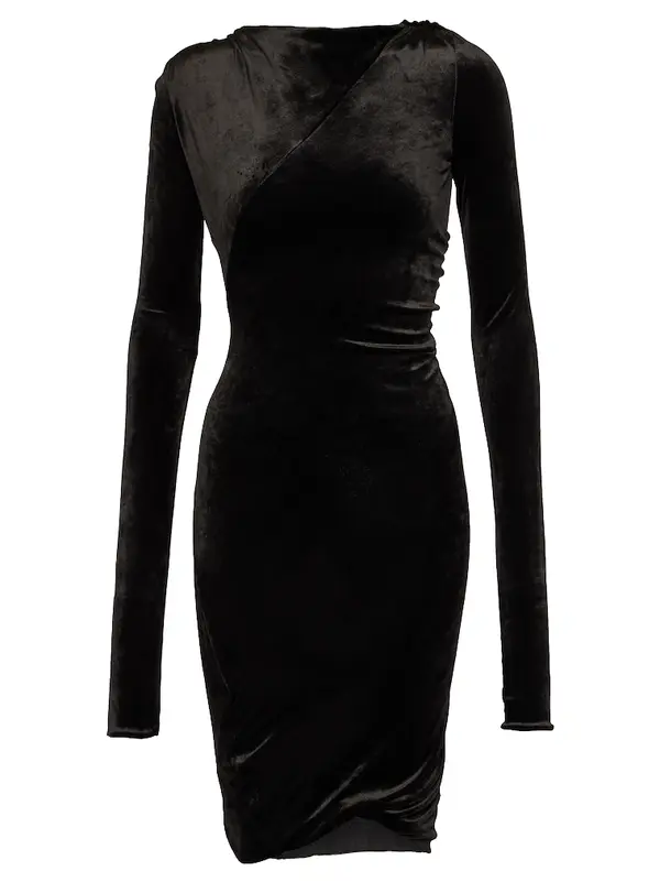 Rick Owens Velvet Jersey Minidress - Black