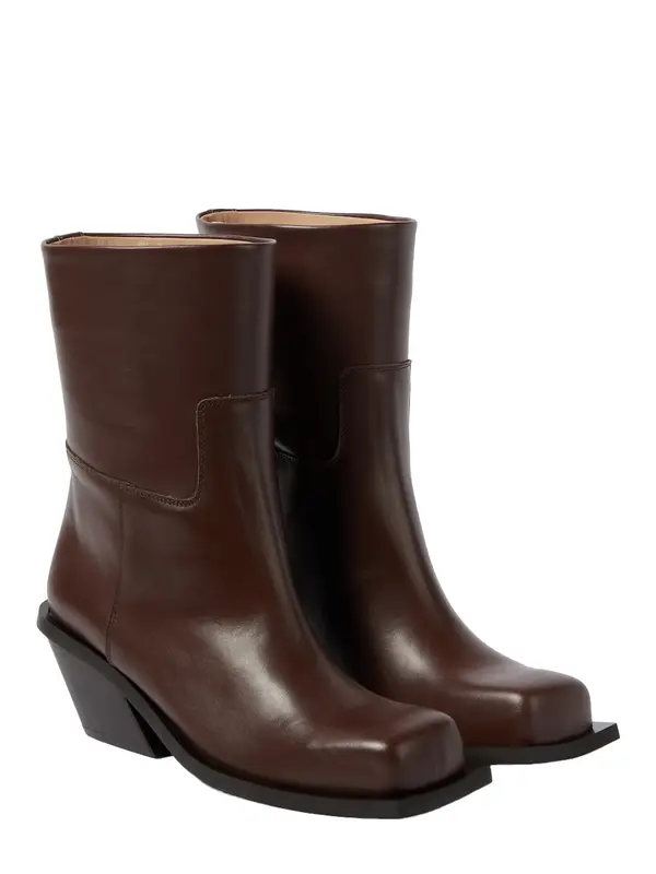 GIA BORGHINI Blondine Leather Ankle Boots - Brown