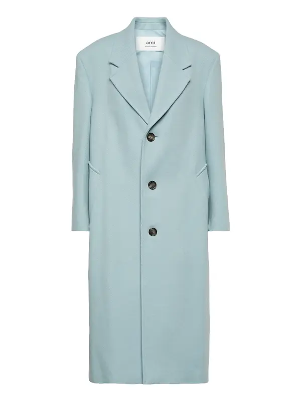Ami Oversized Wool-blend Gabardine Coat - Blue
