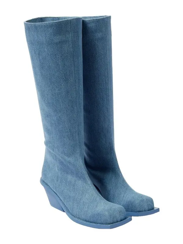GIA BORGHINI Blondine Denim Knee-high Boots - Blue